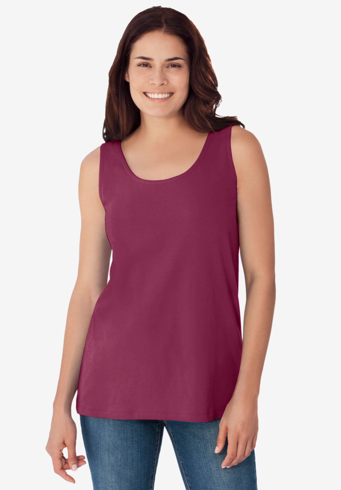 Plus Size Scoopneck Tank for Women, Black | Woman Within