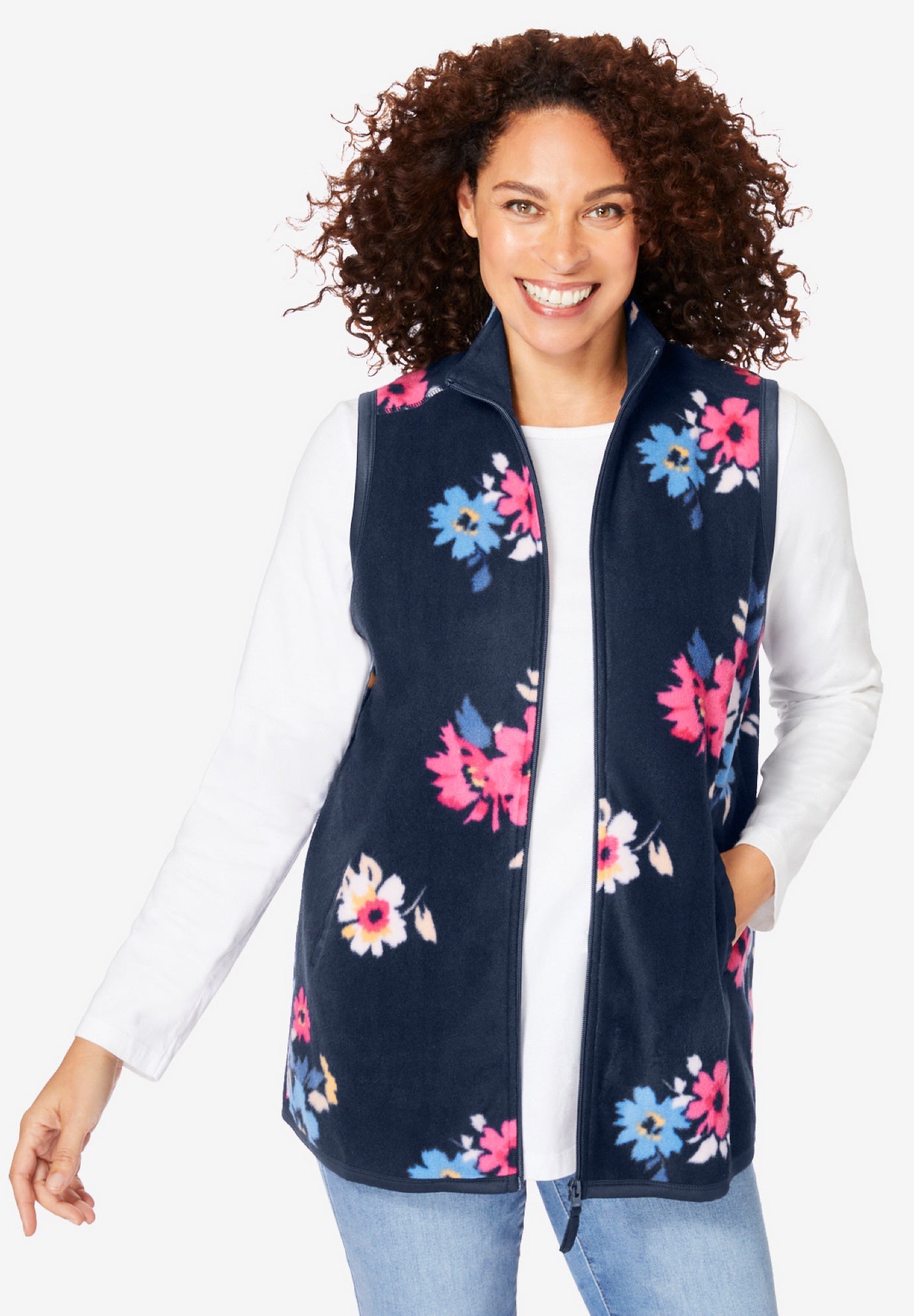 Zip-Front Microfleece Vest | Woman Within