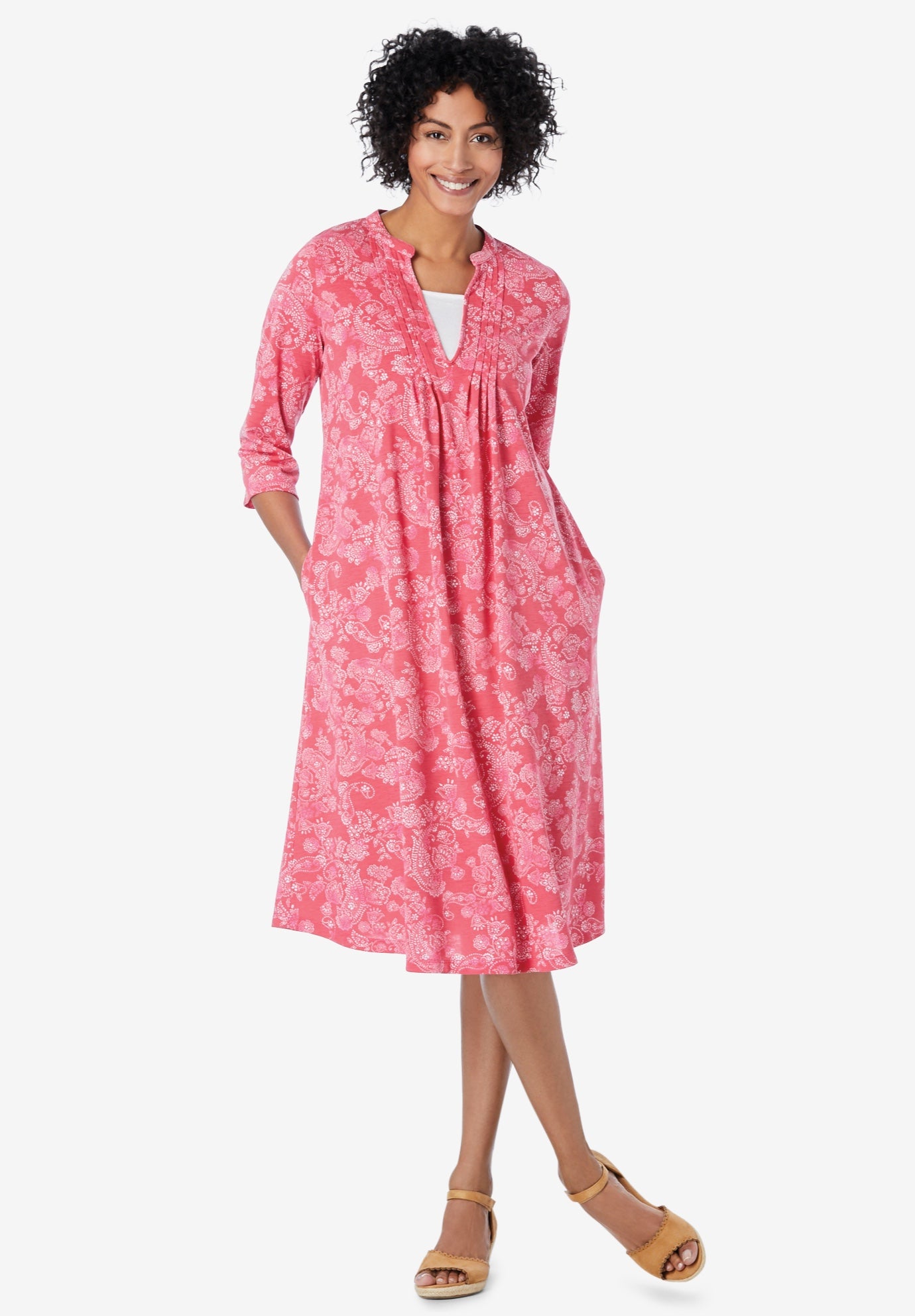 Pleat-Front Tunic Dress with Pockets, 4317148 | Woman Within