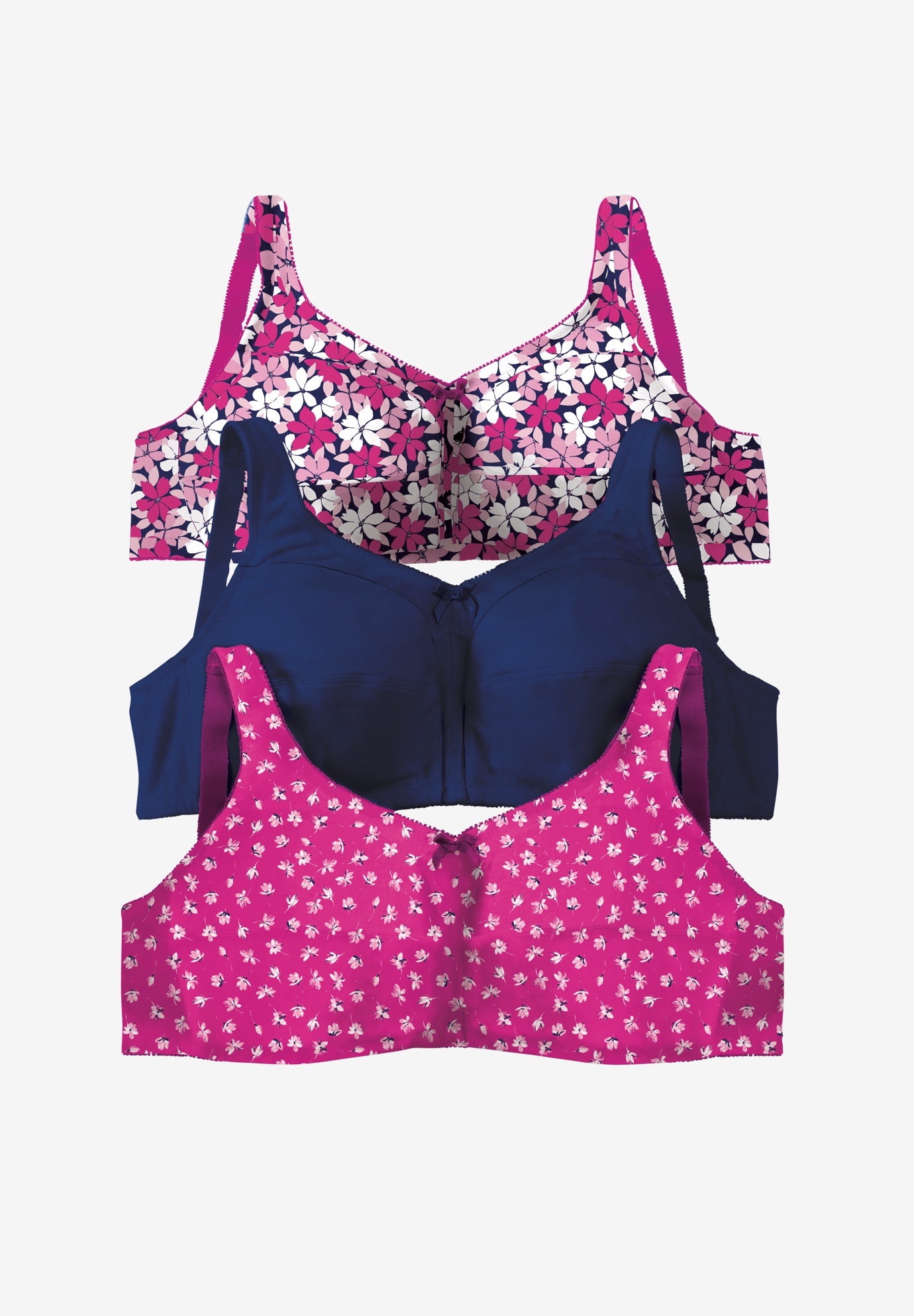3 Pack Cotton Wireless Bra By Comfort Choice® Plus Size Wireless Bras