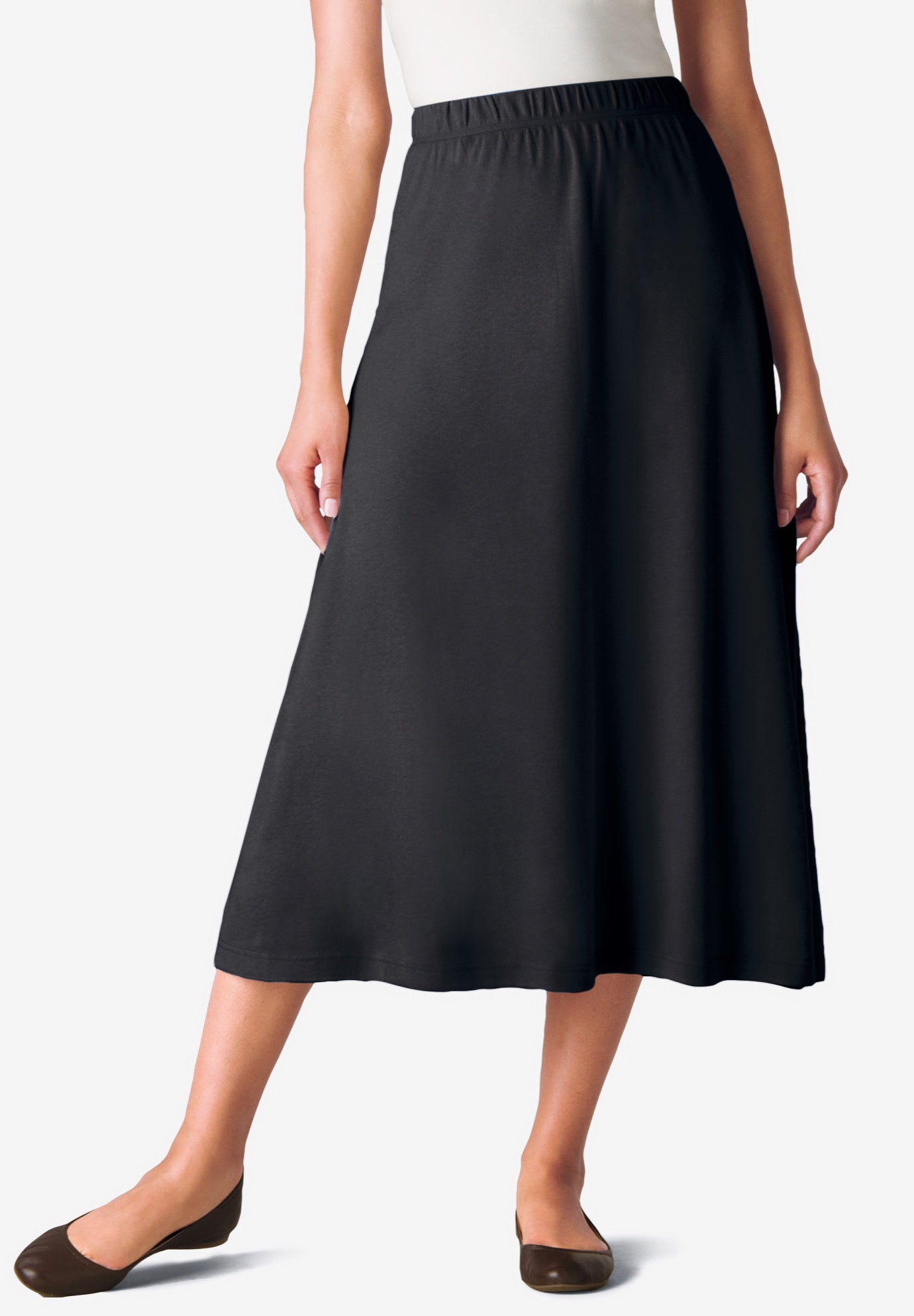 7-Day Knit A-Line Skirt with Pockets, Black | Woman Within
