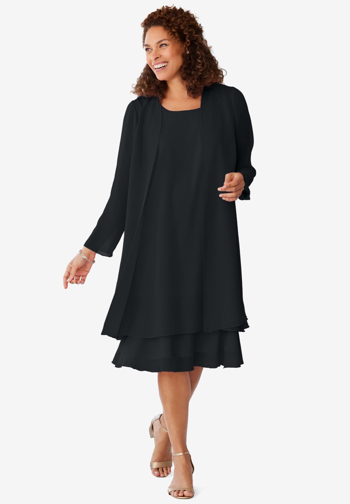 2-Piece Jacket Dress Set for Special Occasions, Black | Woman Within