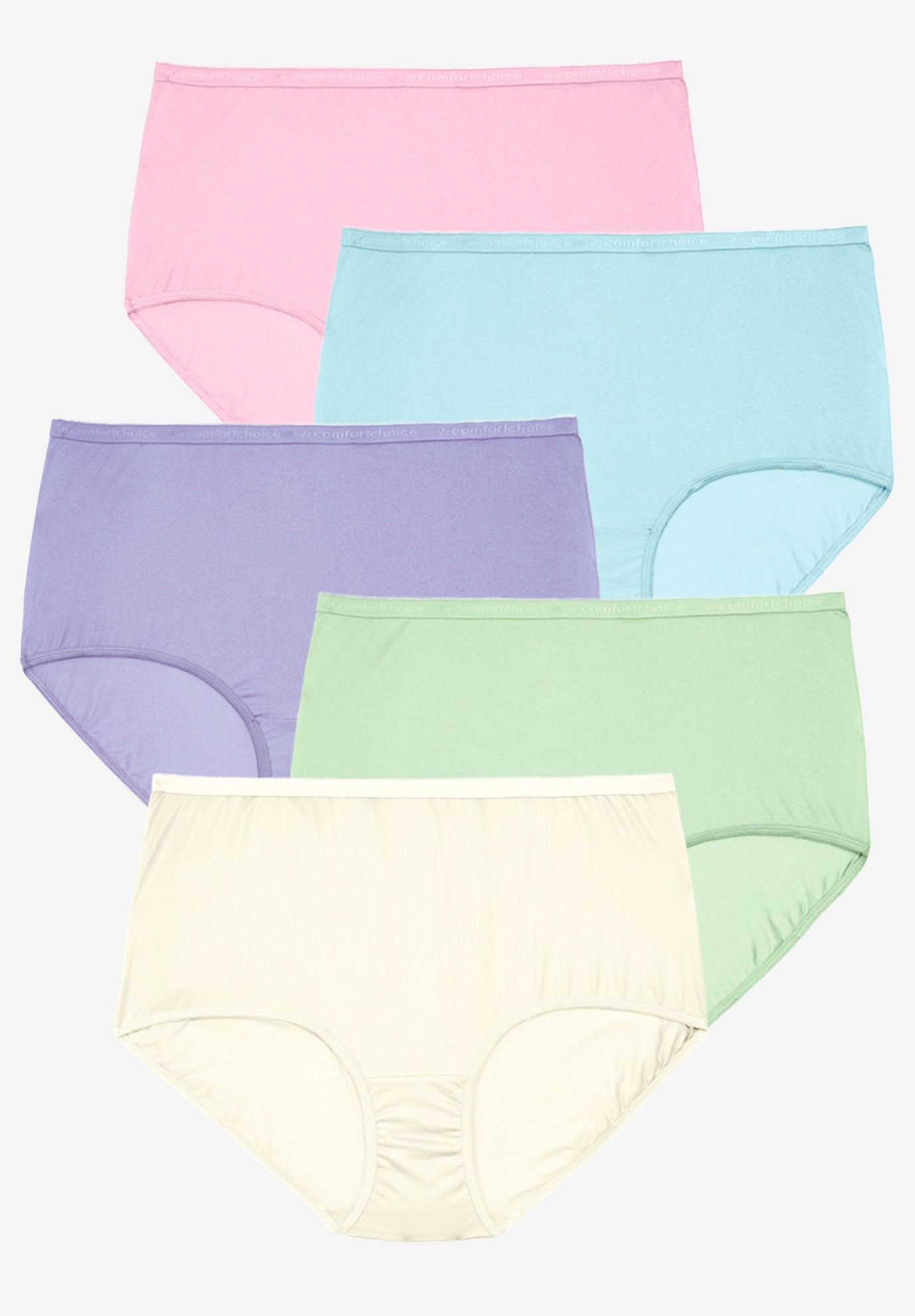 Breathable Cotton Briefs - 5 Pack, Pastel Pack | Woman Within