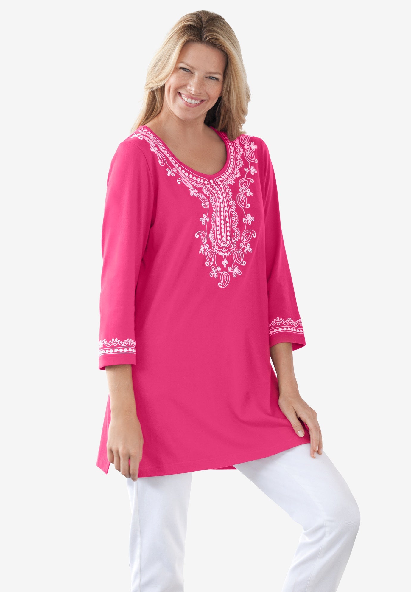 Embroidered Knit Tunic | Woman Within