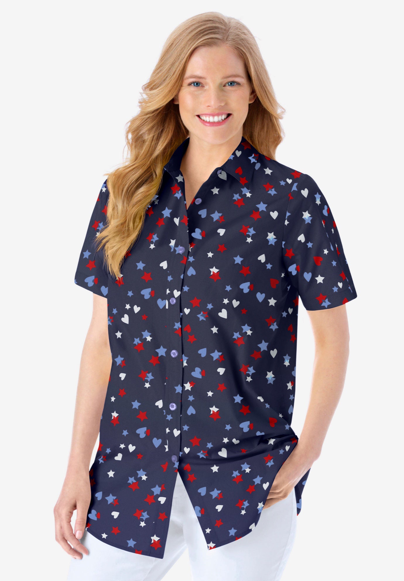 Perfect Short Sleeve Button Down Shirt | Woman Within