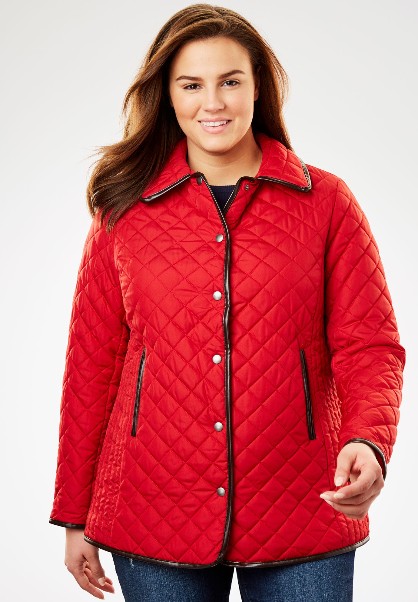 Quilted Snap Front Jacket Plus Size Outerwear Woman Within
