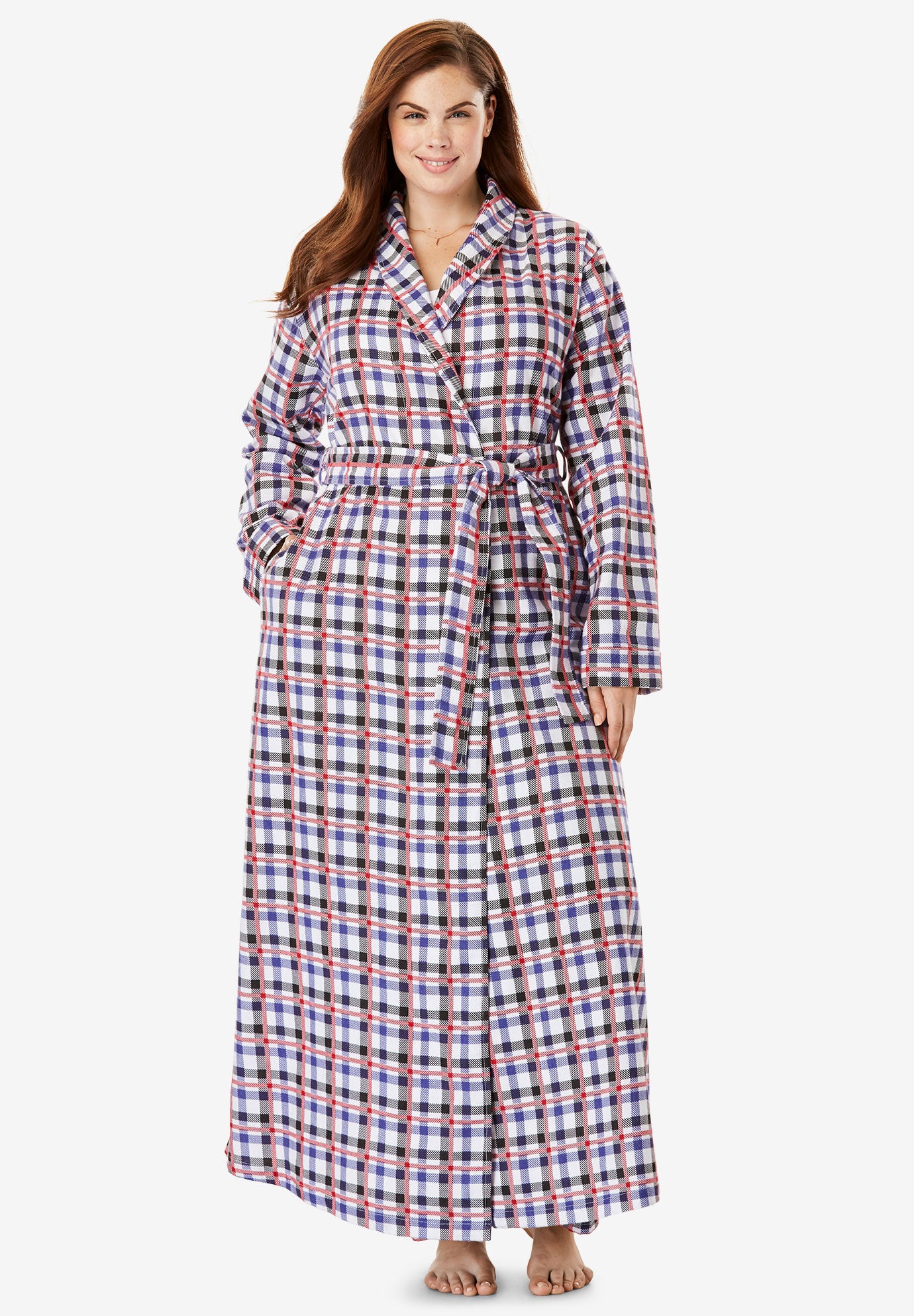 Long Flannel Robe By Dreams And Co® Plus Size Robes And Slippers Woman Within