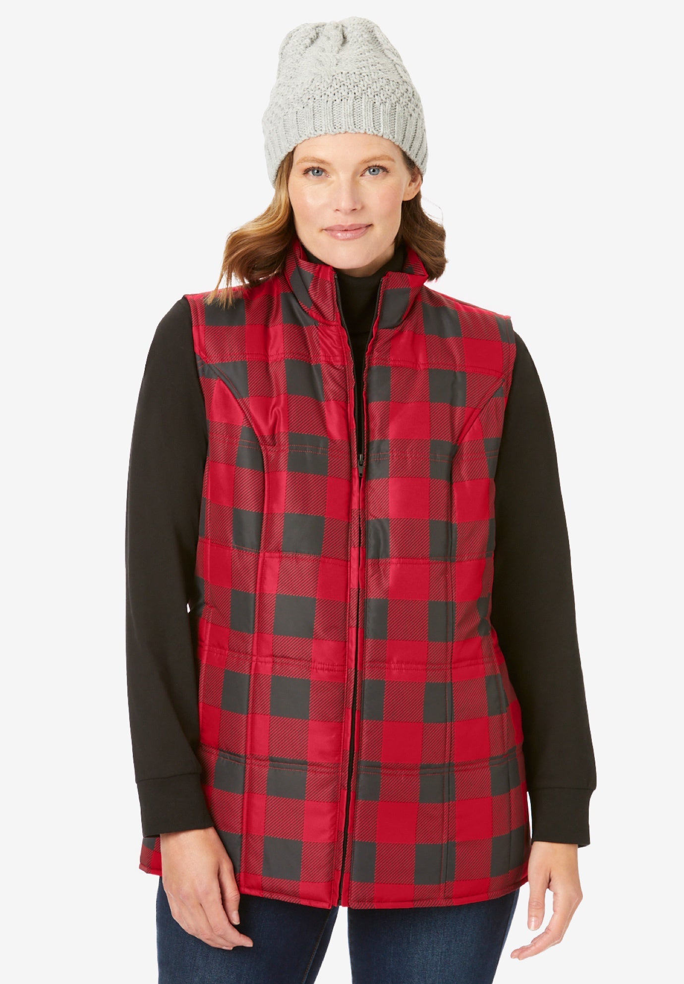 Quilted Vest for Plus Size 14/16-38/40, Classic Red | Woman Within