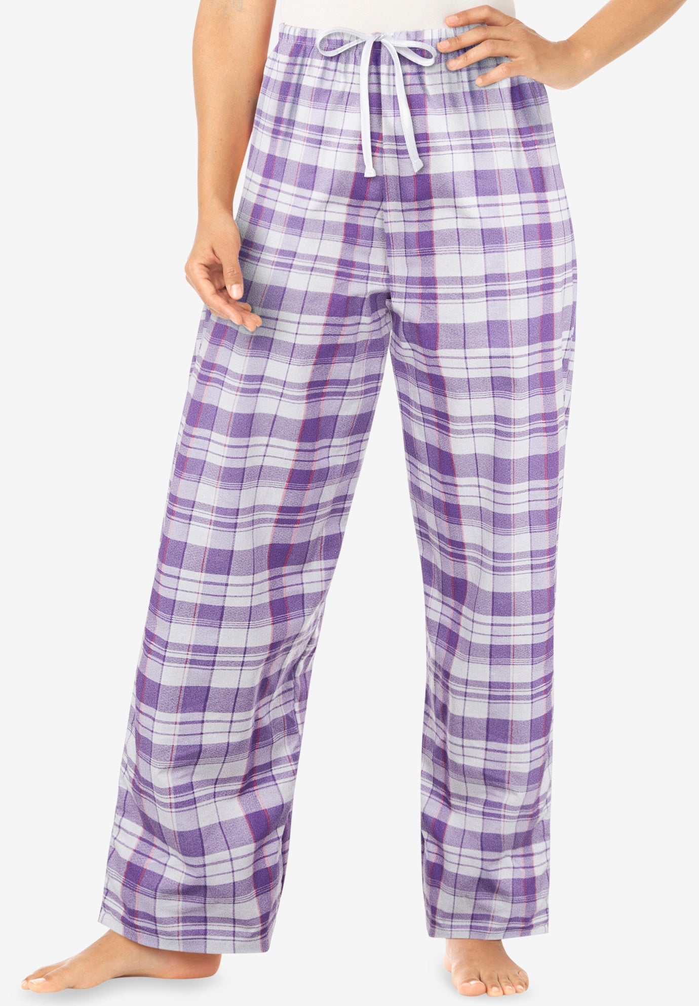 Woven Sleep Pant with Elastic Waistband, Black White Check | Woman Within