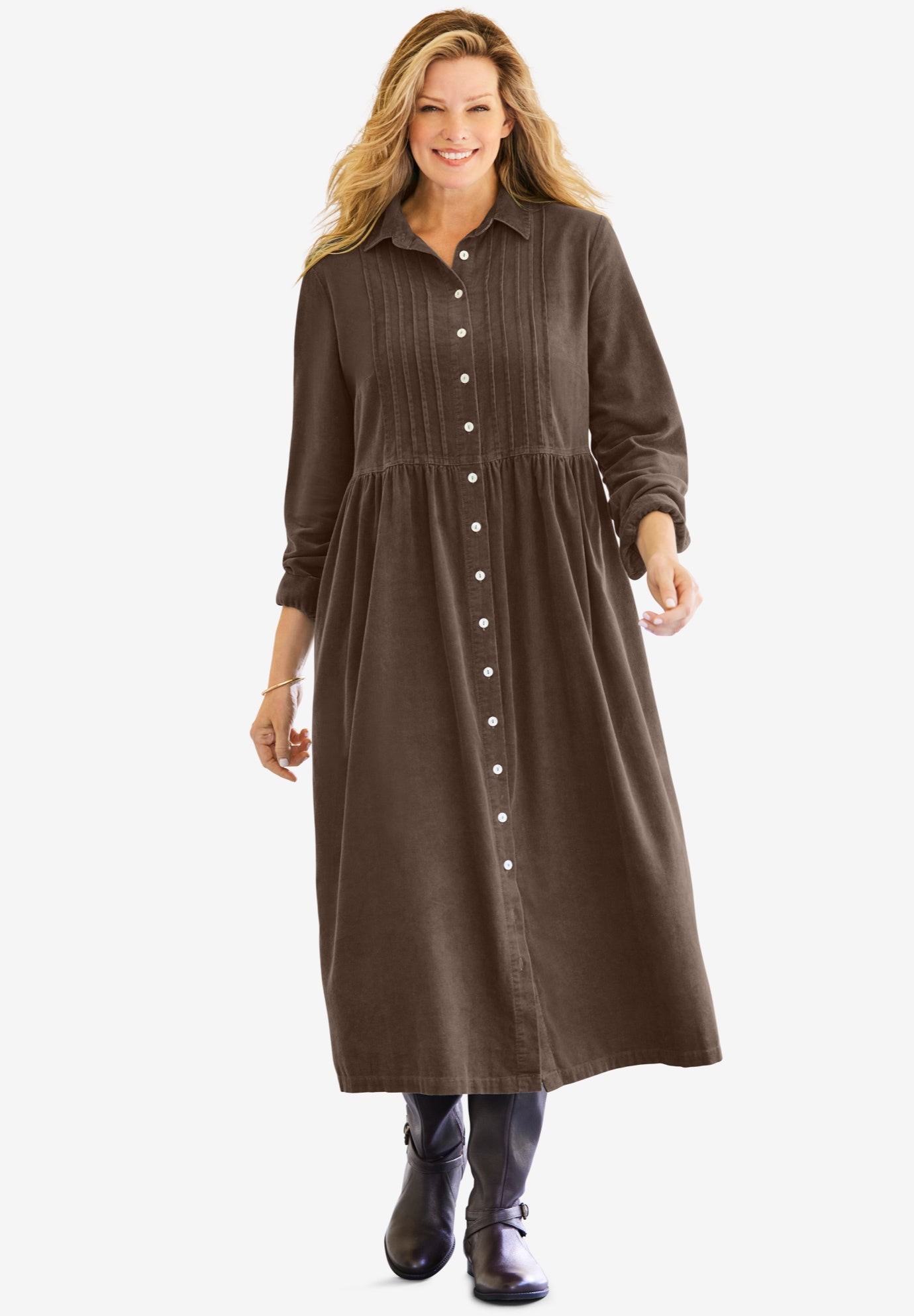 Button Front Corduroy Dress | Woman Within