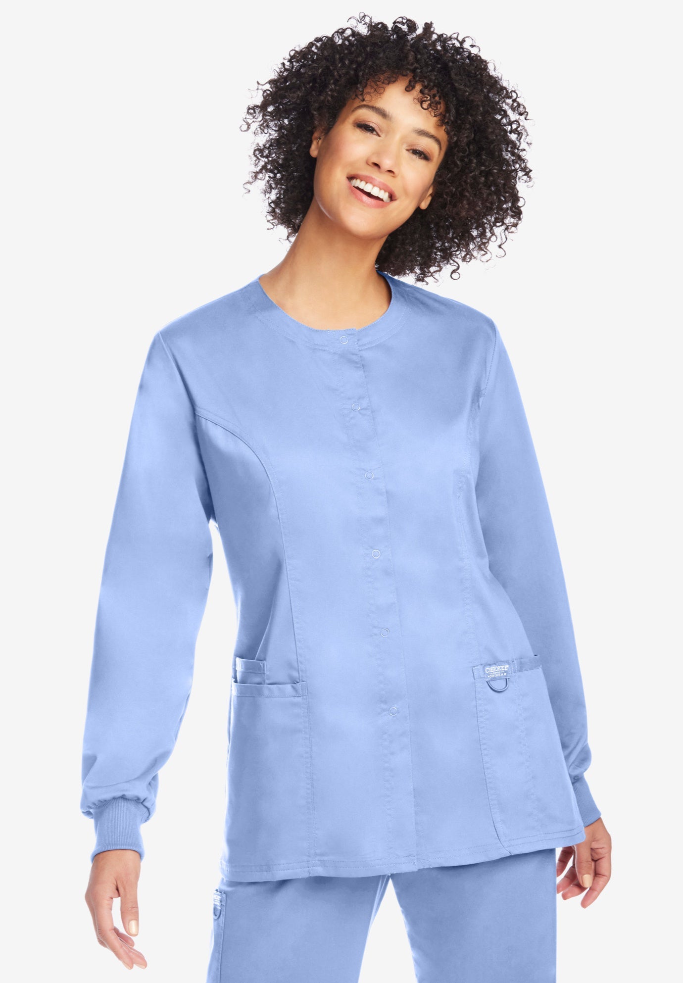 Snap Front Scrub Jacket - Modern Classic, 4430420 | Woman Within