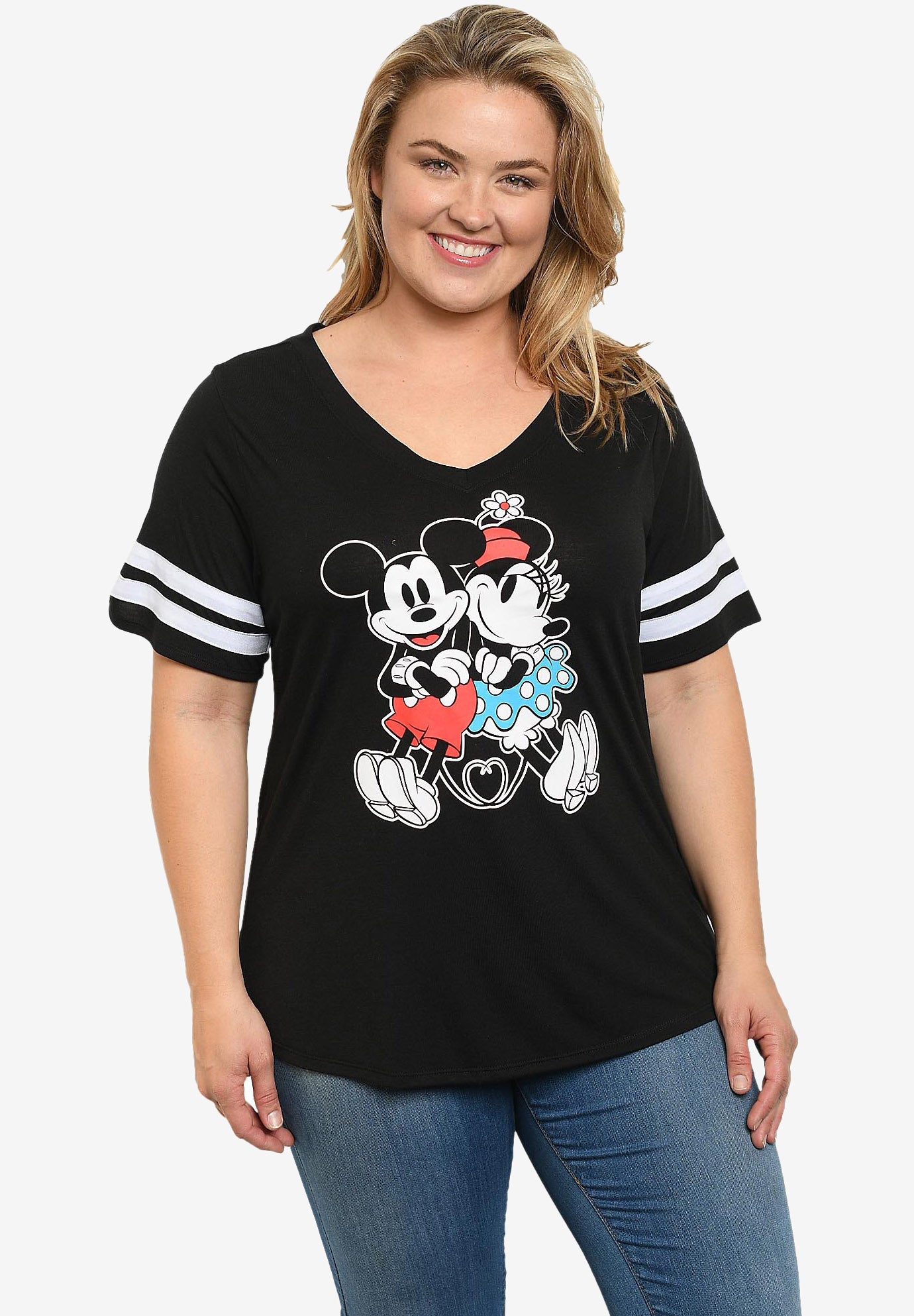 Mickey & Minnie Mouse V-Neck T-Shirt - Classic, 4406143 | Woman Within