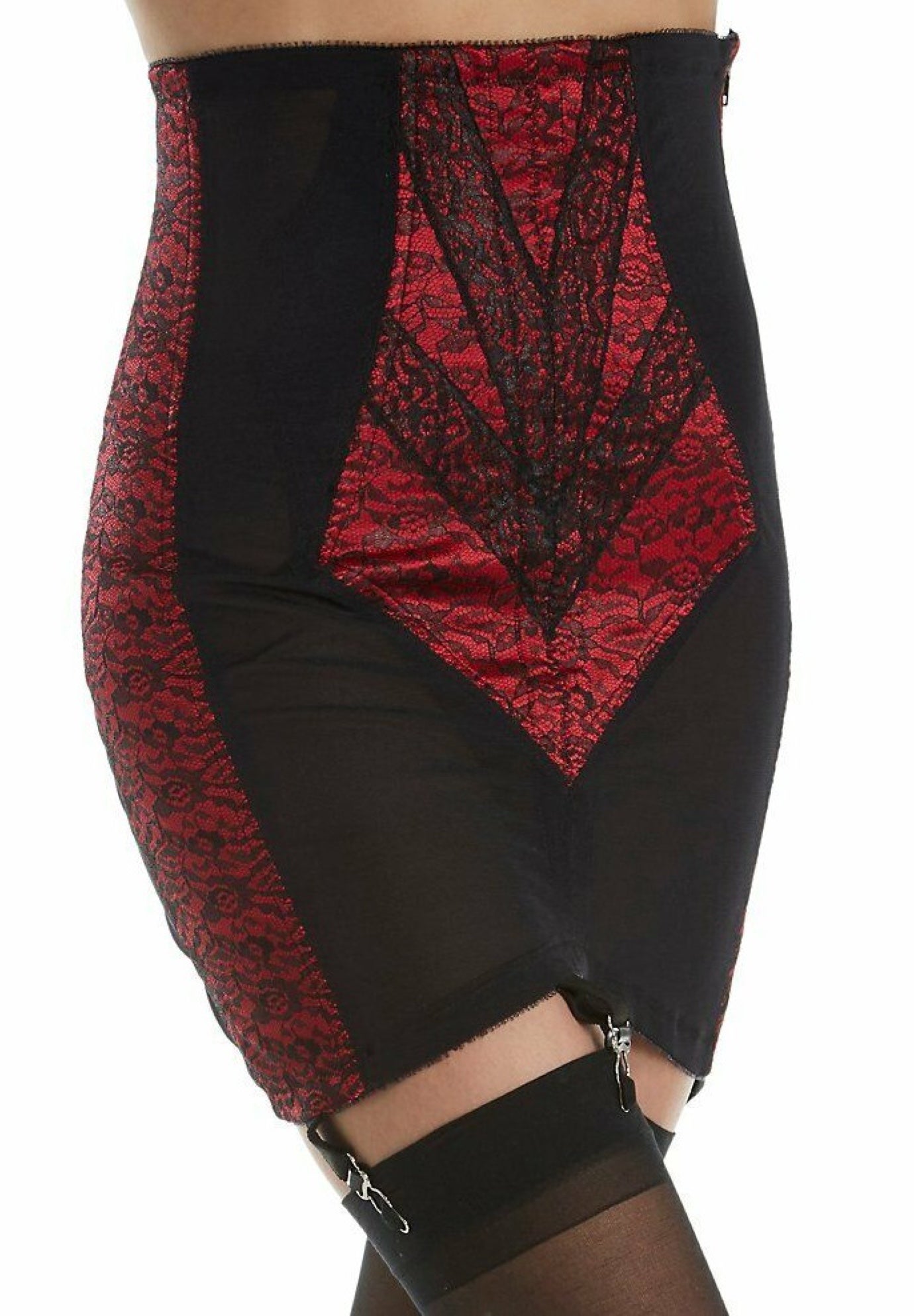 High Waist Girdle Wgarters Firm Control Red Black Woman Within