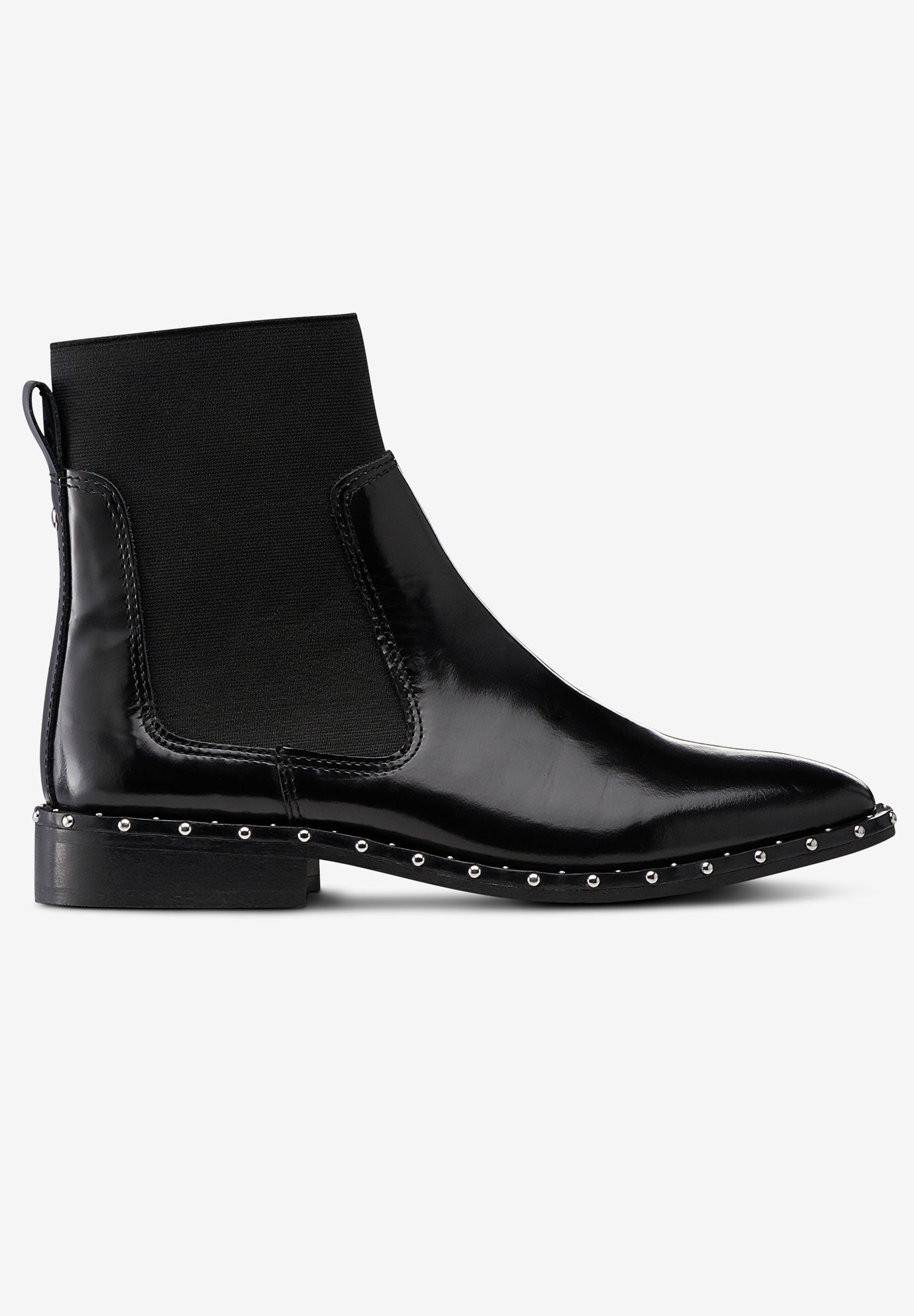Patent Leather Studded Bootie Shoes, Black | Woman Within