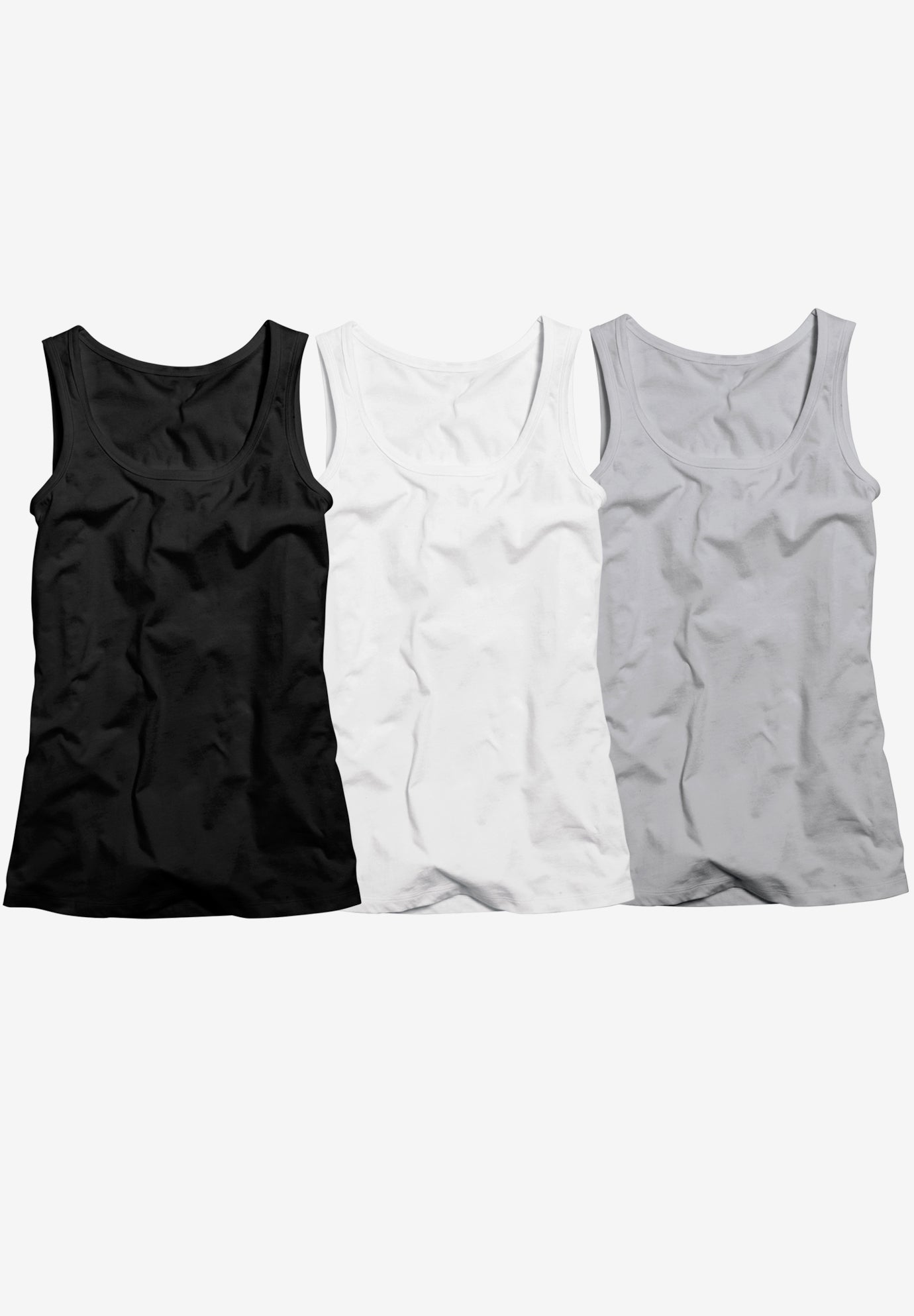 3-Pack Sleeveless Tank Top | Cotton Jersey, Heather Grey Pack | Woman ...