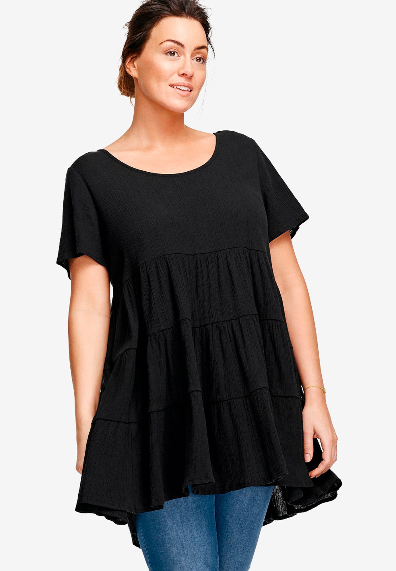 Tiered Gauze Tunic By Ellos® Plus Size Tunics Woman Within