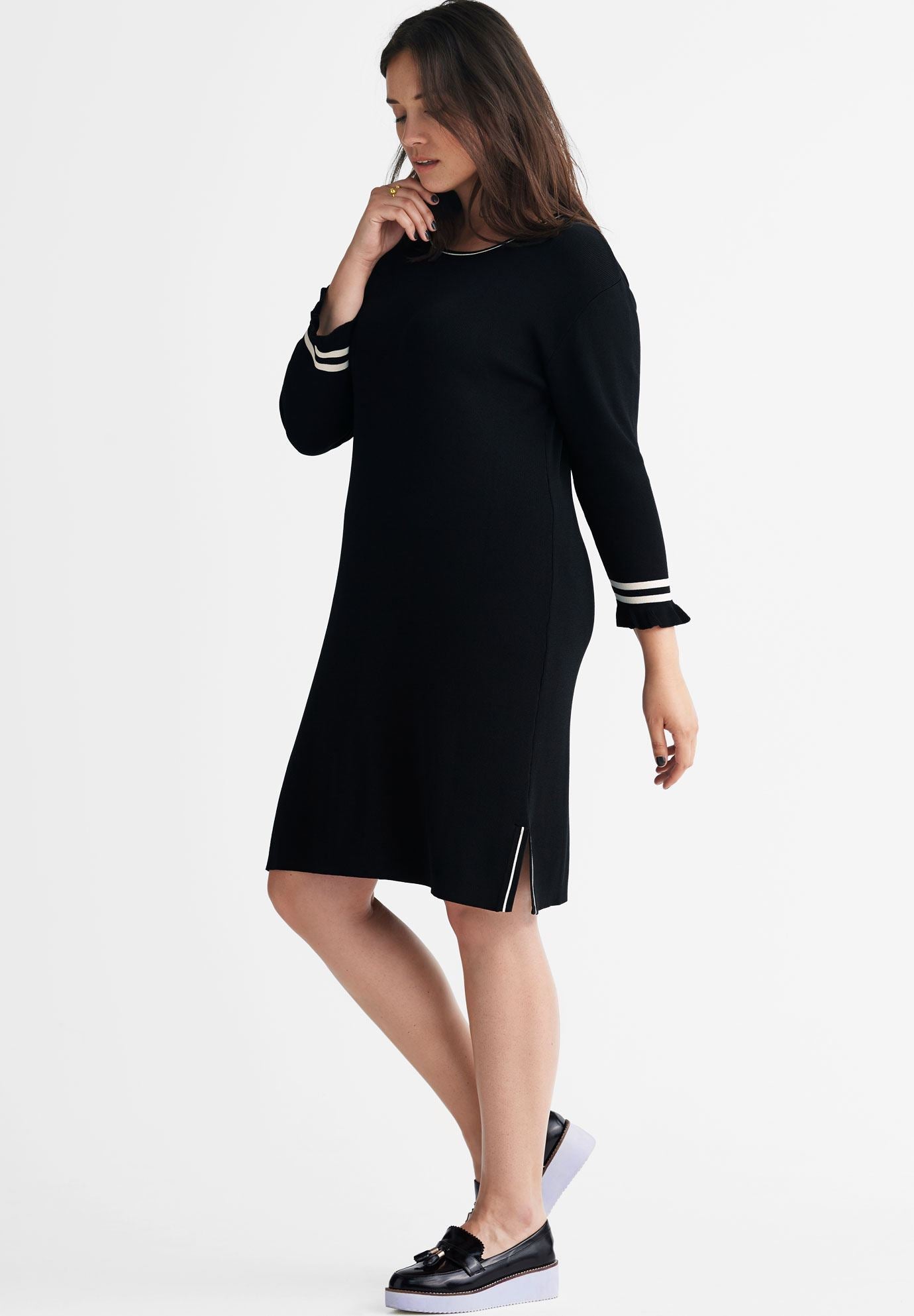 Tipped Sweater Dress By Ellos® Plus Size Dresses Woman Within